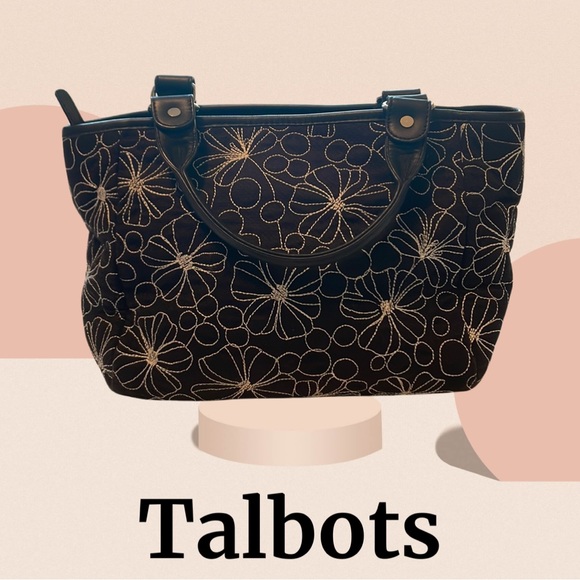 Talbots | Bags | Talbots Black Cotton Embroidered Bag | Poshmark